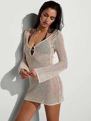 Victoria's Secret Crochet Mini Dress - White,ivory