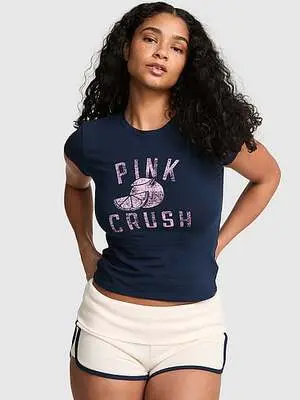Pink Cotton Baby Tee - Blue