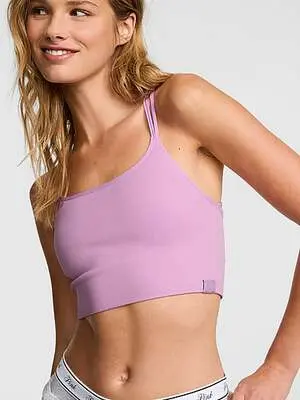 Pink Soft Seamless Strappy Sports Bra - Purple