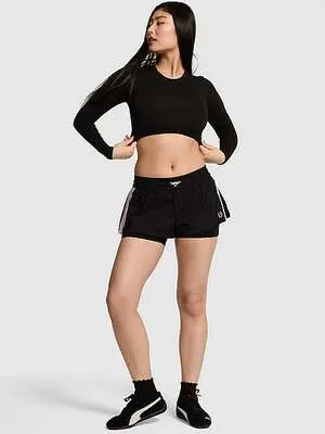 Pink Lightweight Woven Run Shorts - Black