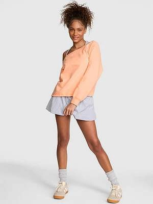 Pink Campus Fleece Rib Off-The-Shoulder Sweatshirt Orange