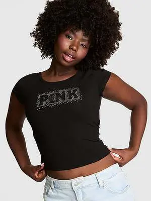 Pink All-day Cotton™ Open-back Tee Black