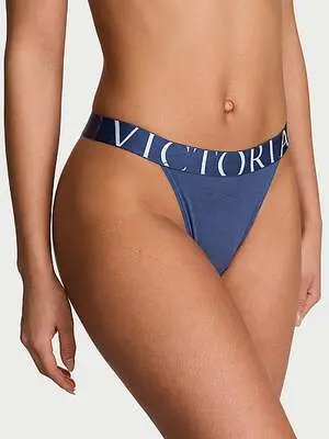 Victoria's Secret Cotton Exploded Logo 90s Brief Panty - Blue