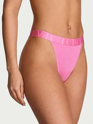 Victoria's Secret Cotton Exploded Logo 90s Brief Panty - Pink