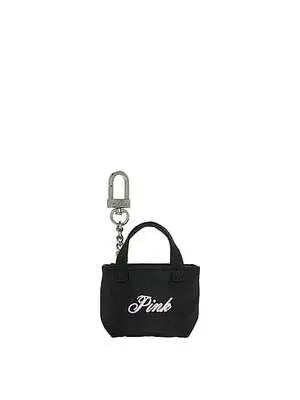 Pink Mini Tote Keychain Charm - Black