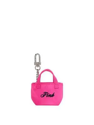 Pink Mini Tote Keychain Charm - Pink