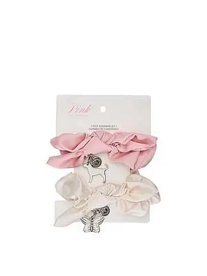 Pink 2-pack Charm Scrunchie Set - Print