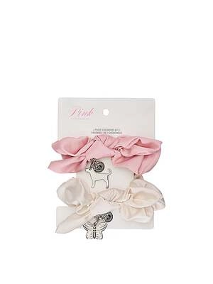 Pink 2-pack Charm Scrunchie Set - Print