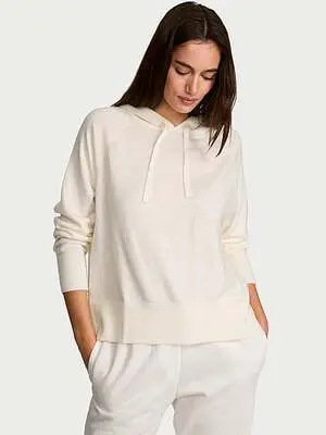 Victoria's Secret Luxe Knit Hoodie - White,ivory