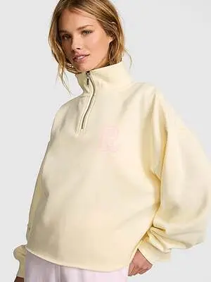 Pink Campus Fleece Quarter-zip Sweatshirt - Beige