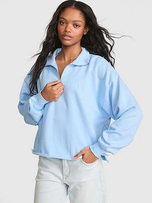 Pink Campus Fleece Quarter-zip Sweatshirt - Blue