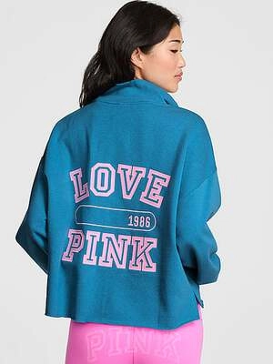 Pink Campus Fleece Quarter-zip Sweatshirt - Blue
