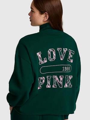 Pink Campus Fleece Quarter-zip Sweatshirt - Green