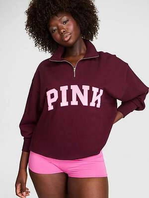 Pink Campus Fleece Quarter-zip Sweatshirt - Purple