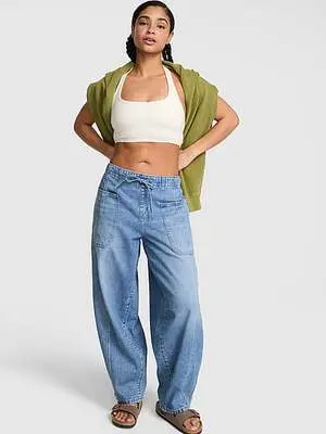 Pink Take It Easy Pull-on Barrel Pants - Blue