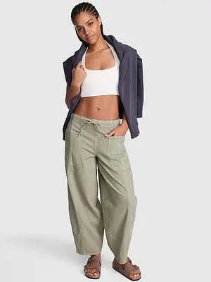 Pink Take It Easy Pull-on Barrel Pants - Green
