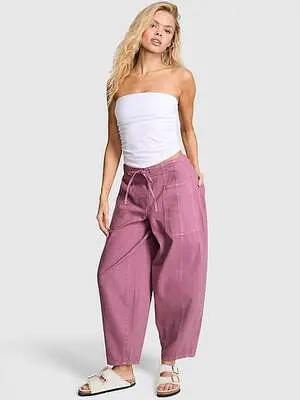 Pink Take It Easy Pull-on Barrel Pants - Purple
