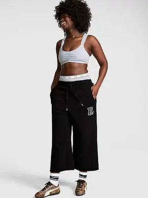 Pink Campus Fleece™ Cropped Wide-leg Sweatpants - Black