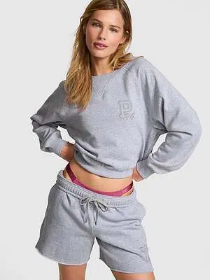 Pink Campus Fleece Shrunken Crew Sweatshirt