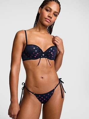 Pink Scrunch Push-up Bikini Top - Print