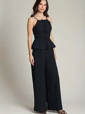 Victoria's Secret Bow-front Peplum Wide Leg Jumpsuit - Blue