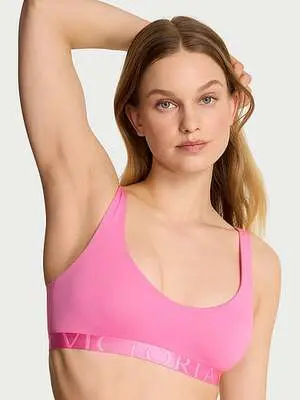 Victoria's Secret The T-shirt Cotton Exploded Logo Unlined Plunge Bralette - Pink
