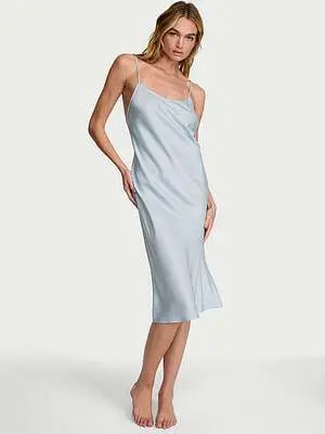 Victoria's Secret Satin Slip Midi Dress - Blue