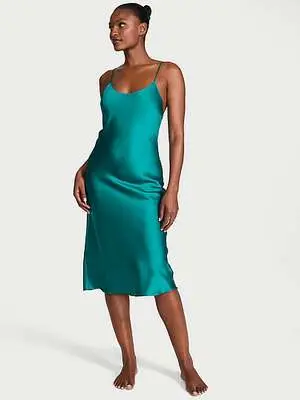 Victoria's Secret Satin Slip Midi Dress - Blue