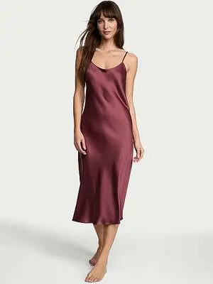 Victoria's Secret Satin Slip Midi Dress - Pink