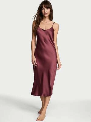 Victoria's Secret Satin Slip Midi Dress - Pink