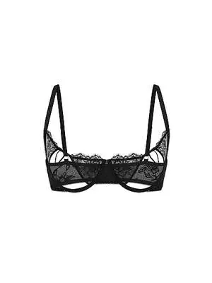 Victoria's Secret Very Sexy Rose Lace Bows Open-cup Balconette Bra - Black