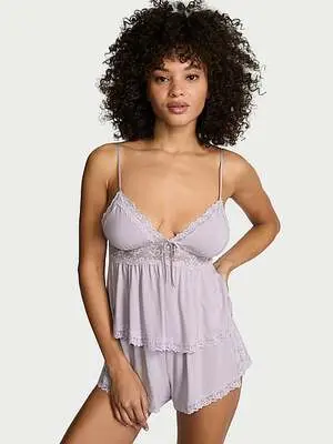 Victoria's Secret Modal Lace-Trim Cami & Shorts Set Purple