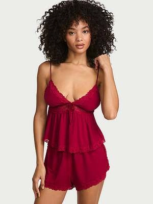 Victoria's Secret Modal Lace-trim Cami & Shorts Set - Red