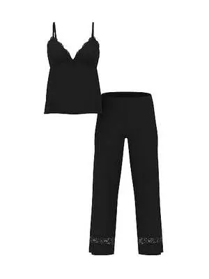 Victoria's Secret Modal Lace-trim Cami & Pants Set - Black