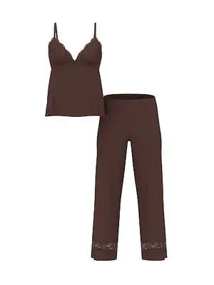 Victoria's Secret Modal Lace-trim Cami & Pants Set - Brown