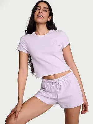 Victoria's Secret Cotton Short Pajama Set - Purple