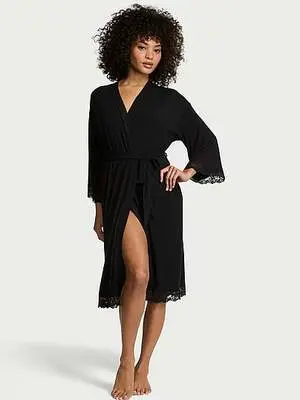 Victoria's Secret Sosoft™ Modal Lace-trim Robe - Black