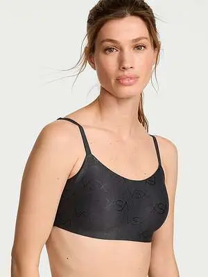 Victoria's Secret Vsx Luxshine Logo Stretch-comfort Sports Bra - Black