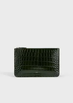 TOTEME Threefold Croco-Embossed Clutch Green