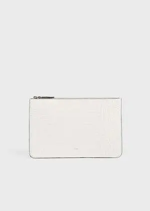 TOTEME Threefold Croco-embossed Clutch - Off-white