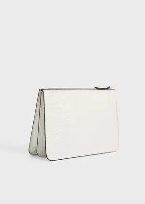 TOTEME Threefold Croco-embossed Leather Clutch - Off-white