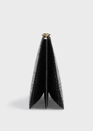 TOTEME Threefold Croco-embossed Clutch - Black