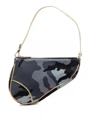 Dior 2002 Mini Canvas Camouflage Saddle Pochette - Blue