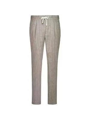 Brunello Cucinelli Striped Linen Drawstring Trousers