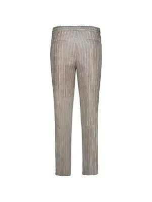 Brunello Cucinelli Striped Linen Drawstring Trousers