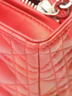 Dior 2011 Large Lambskin Cannage Lady Satchel - Red