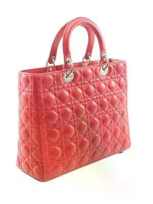 Dior 2011 Large Lambskin Cannage Lady Satchel - Red