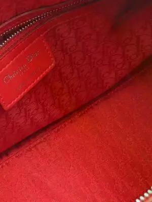 Dior 2011 Large Lambskin Cannage Lady Satchel - Red