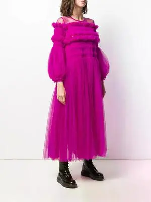 MOLLY GODDARD Tulle Ruffled Midi Dress