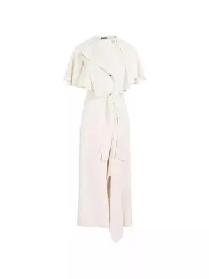 Proenza Schouler Isolde Tie Belt Midi Dress - Neutrals